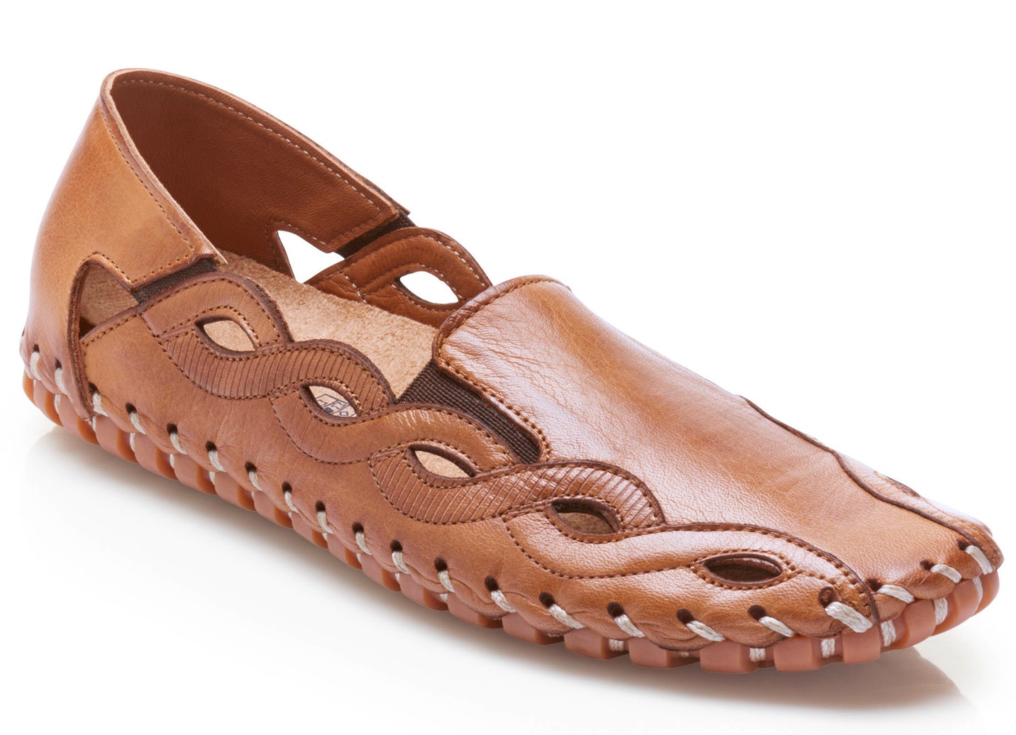 Gemini Slipper mit seitlichen Gummizügen - COGNAC