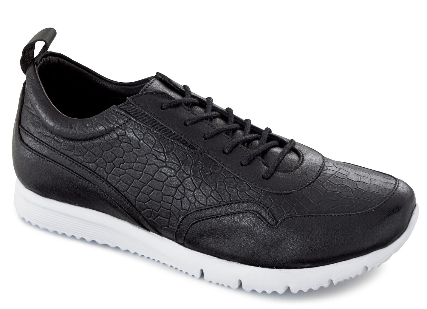 Gemini Schnürschuh aus krokogeprägtem Leder - SCHWARZ