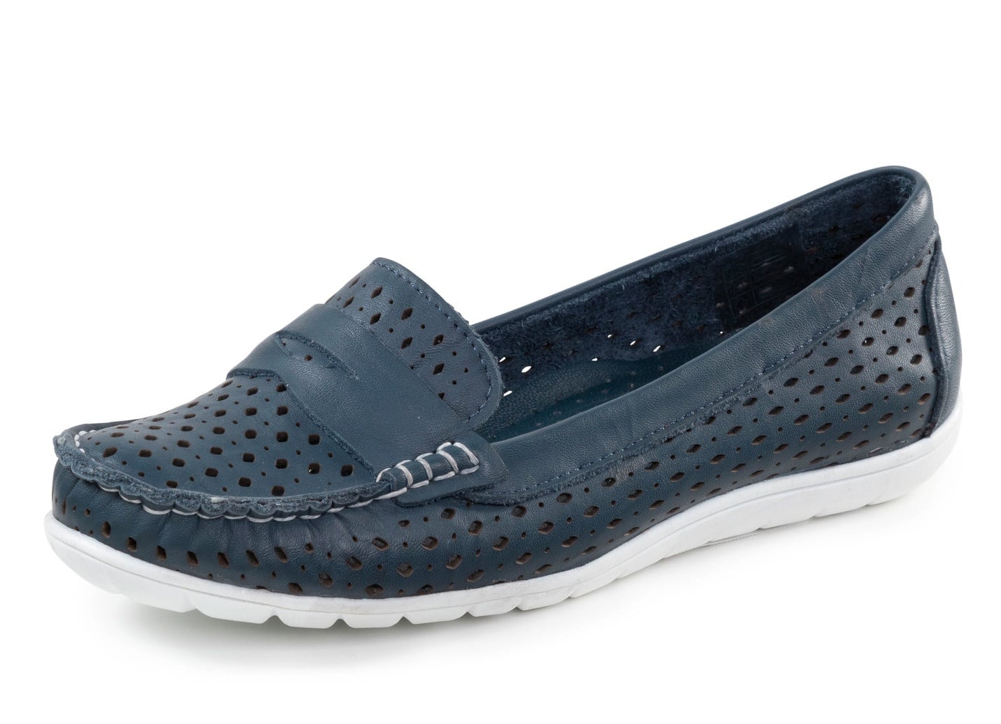 Gemini Slipper aus Nappaleder mit Lederspange - MARINE