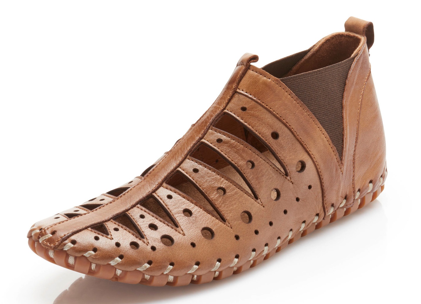 Gemini Bootie mit rotem Herzchen-Einsatz - COGNAC