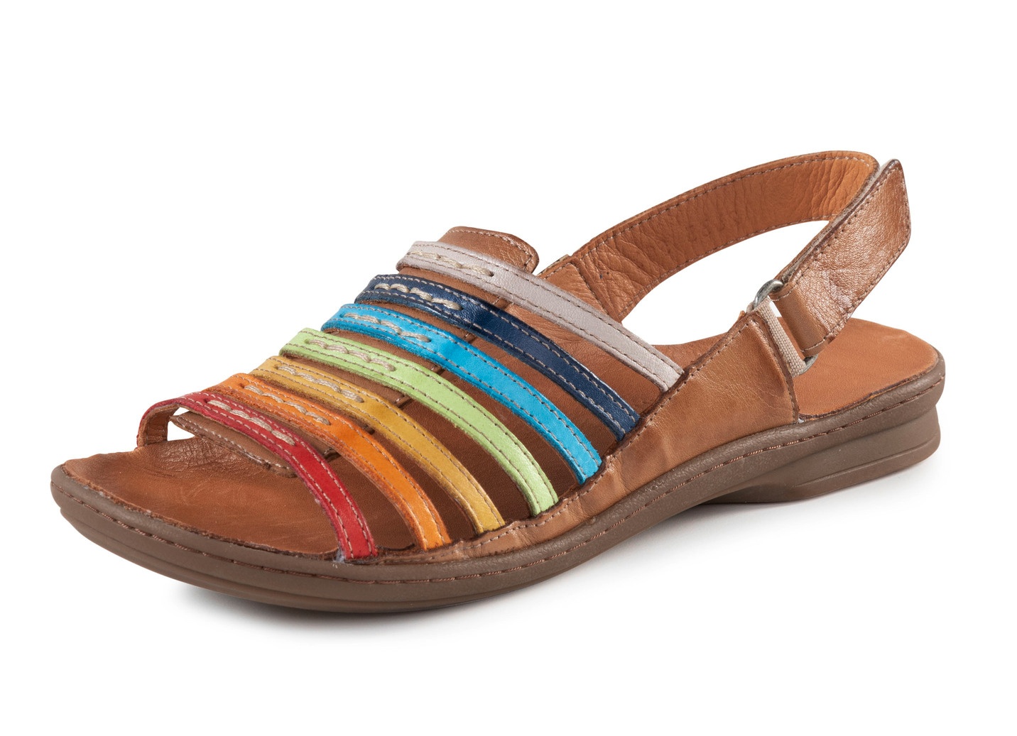 Gemini Sandale aus Rind-Nappaleder - BRAUN-MULTICOLOR