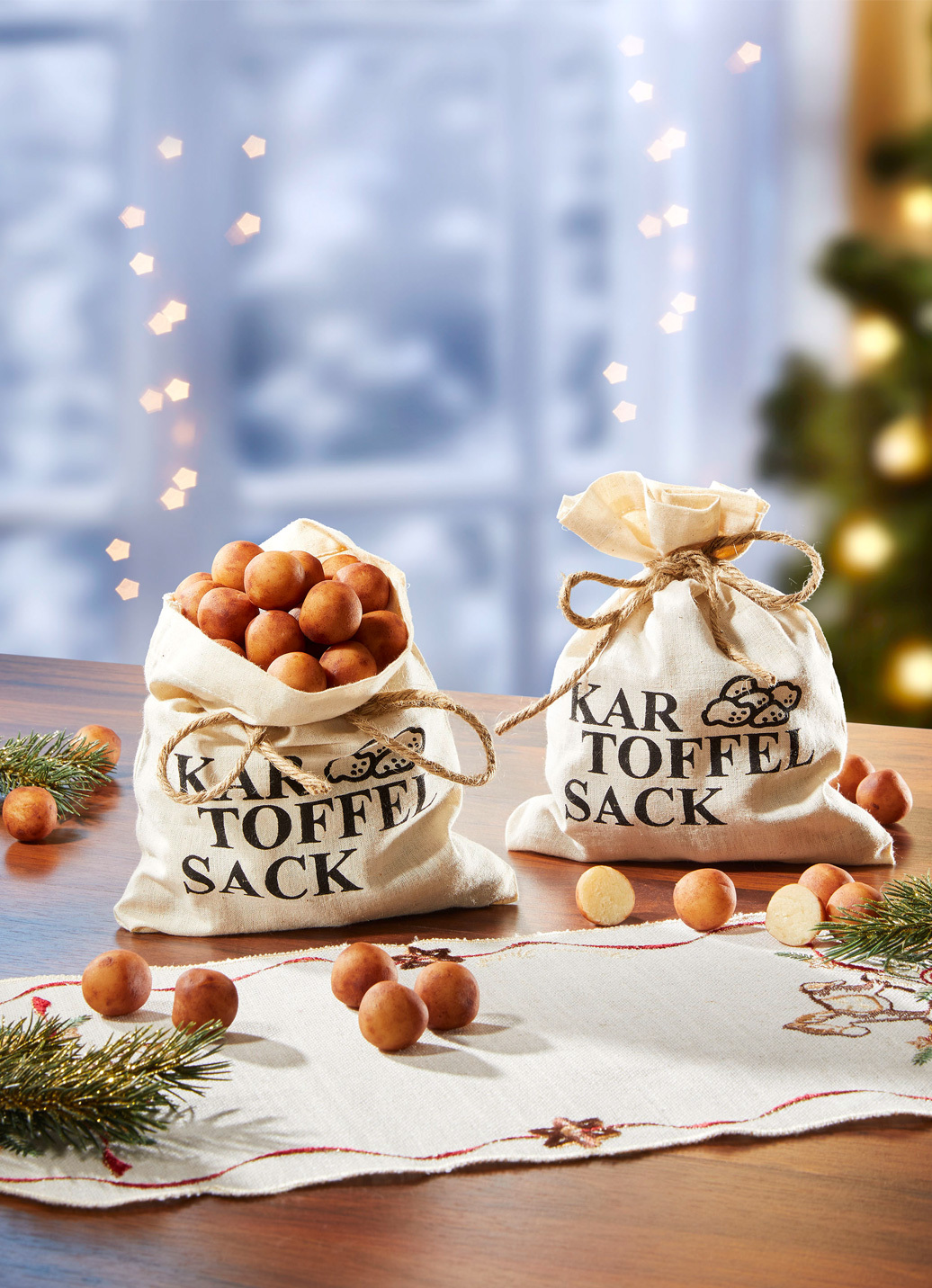 Marzipan-Kartoffeln mit Kartoffel-Sack - BEIGE