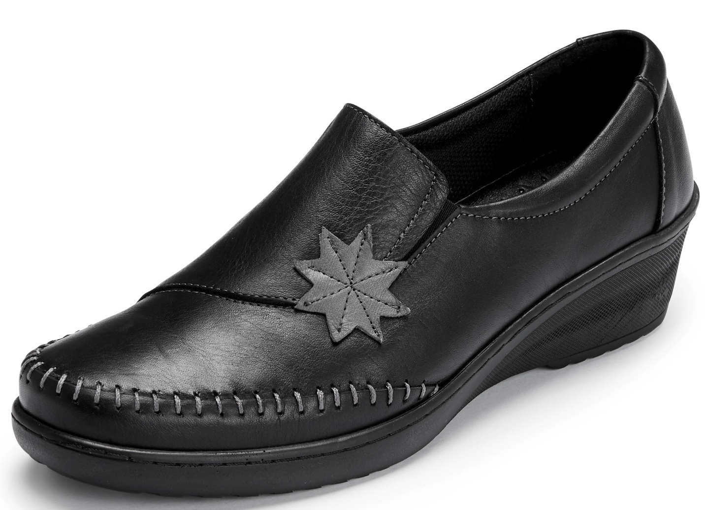 Gemini Slipper mit Leder-Applikation - SCHWARZ