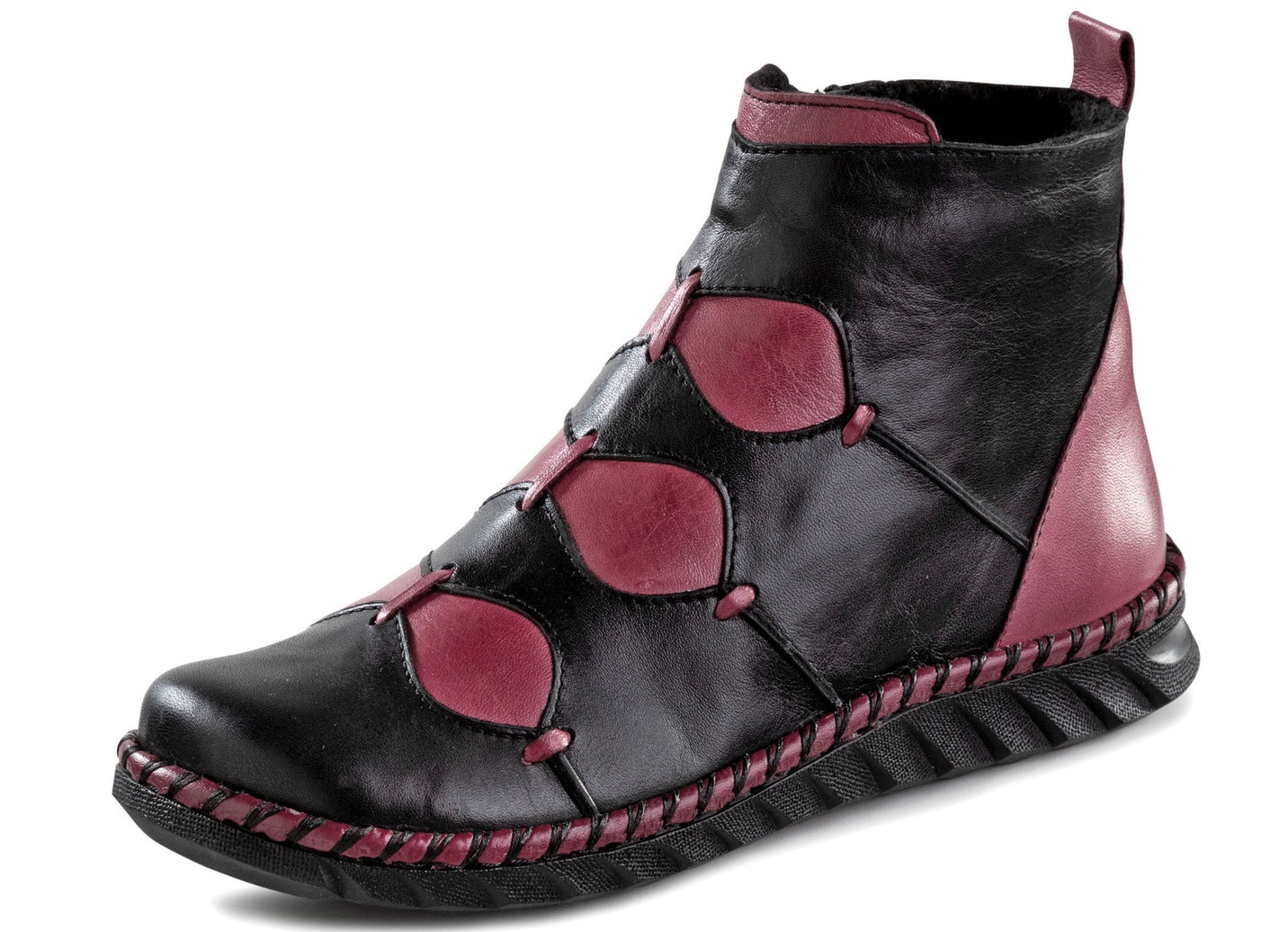 Gemini Bootie aus dezent schattiertem Rind-Nappaleder - SCHWARZ-BORDEAUX