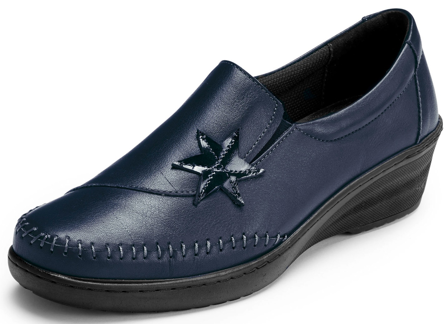 Gemini Slipper mit Leder-Applikation - MARINE
