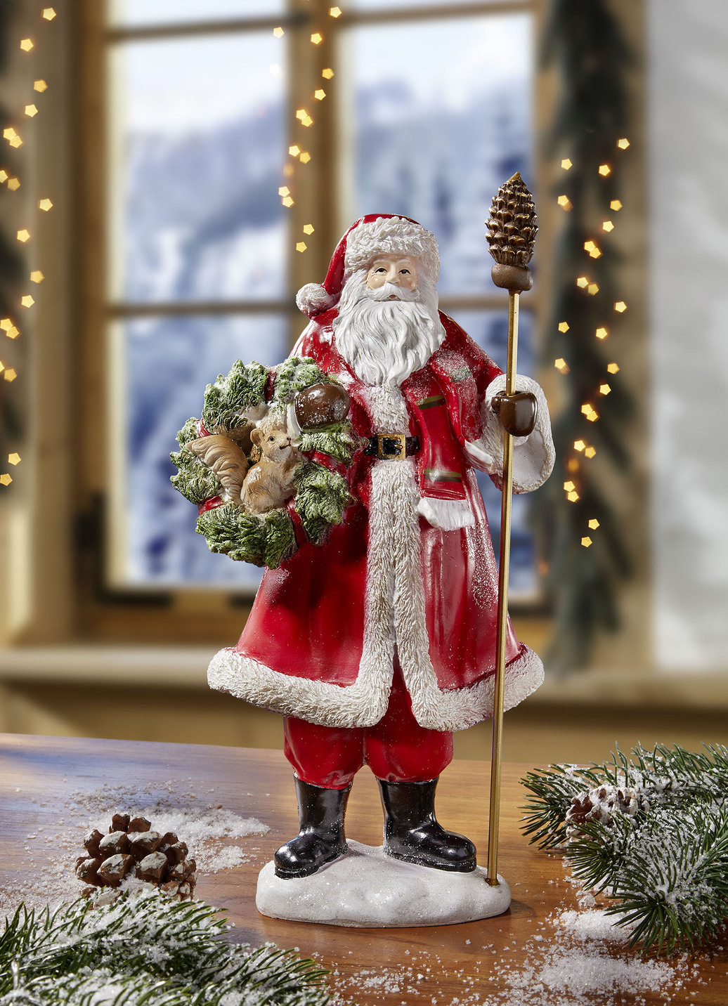 Mit Glitter bestäubter Samichlaus aus Polyresin - ROT