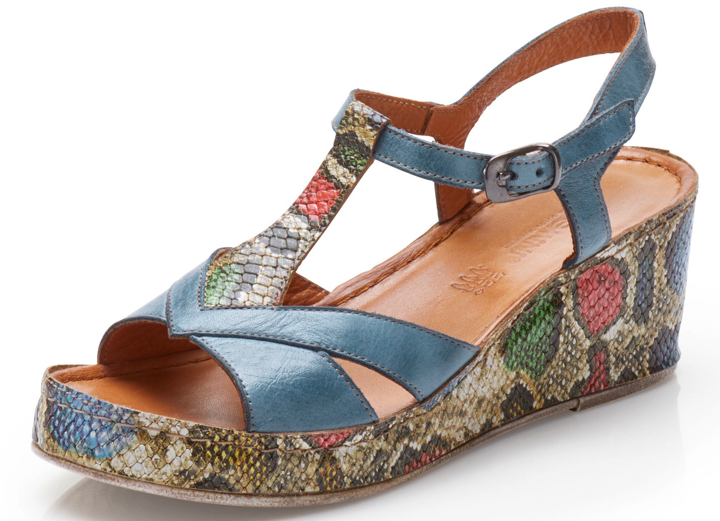 Gemini Sandalette mit buntem Schlangendruck - JEANS