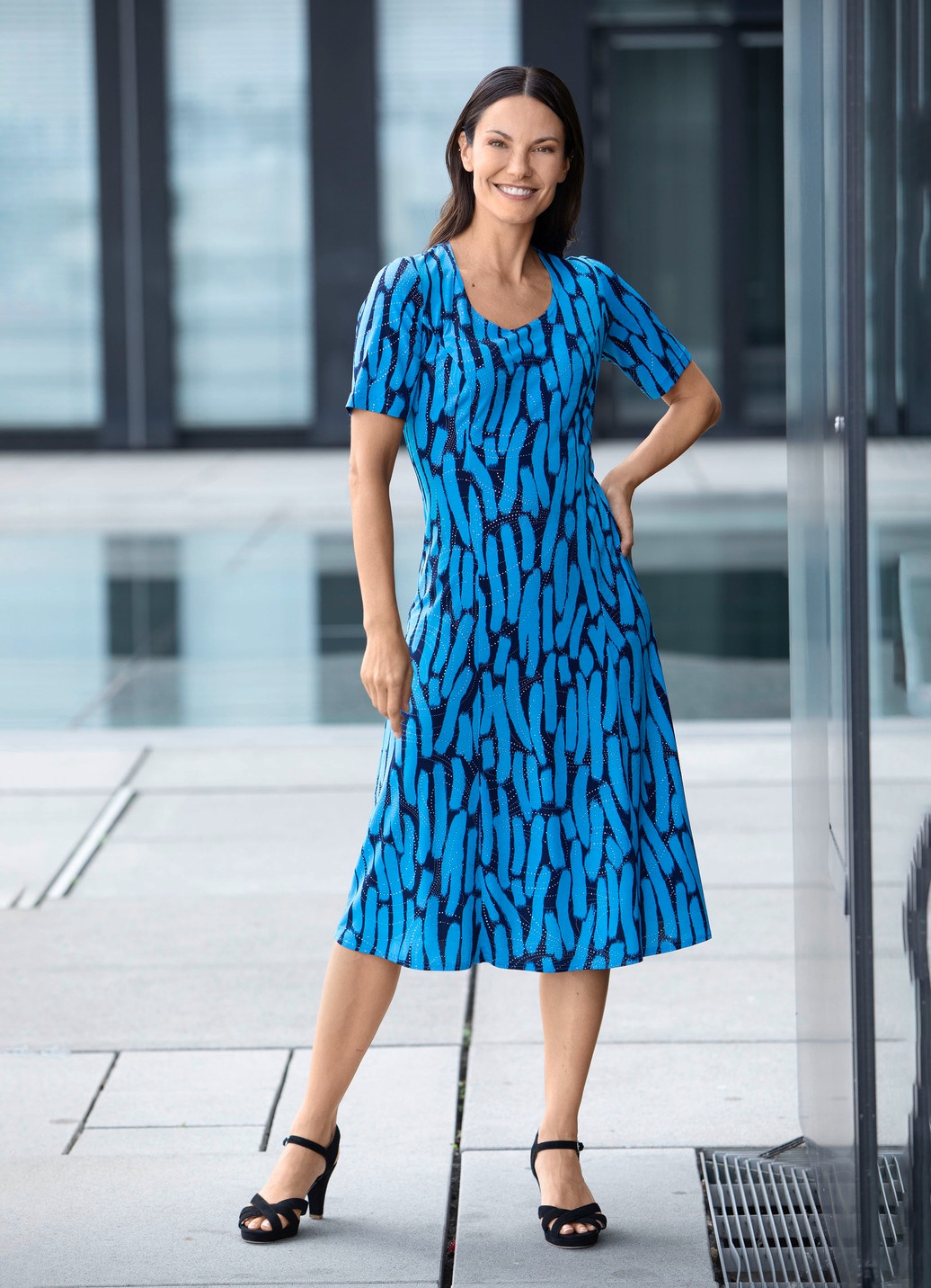 Damen - Kleid von Klaus Modelle - TÜRKIS-NACHTBLAU