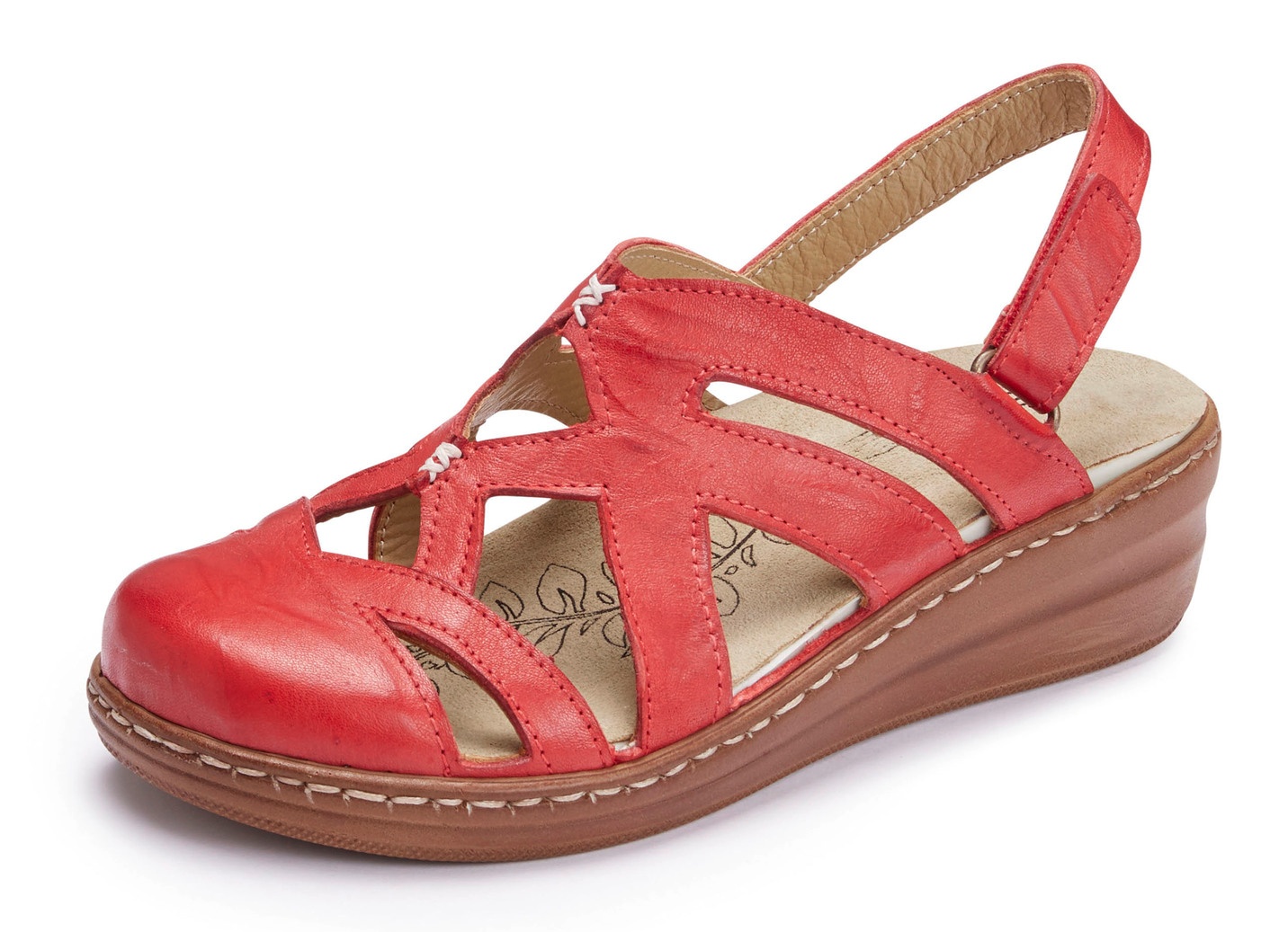 Gemini Sandale aus schattiertem Rind-Nappaleder - ROT