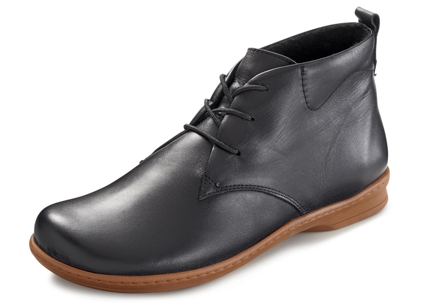 Gemini Schnür-Stiefelette aus hochwertigem Leder - SCHWARZ