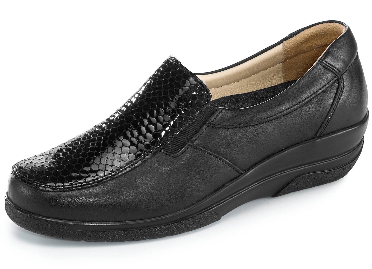 Gemini Slipper mit exotischer Reptilprägung - SCHWARZ