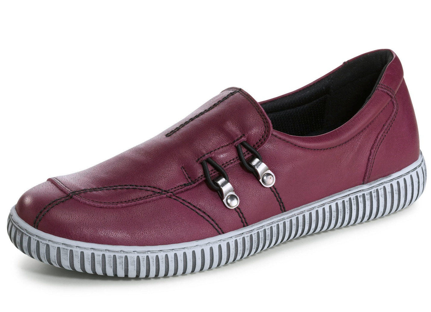 Gemini Slipper aus Rind-Nappaleder mit Zierösen - BORDEAUX