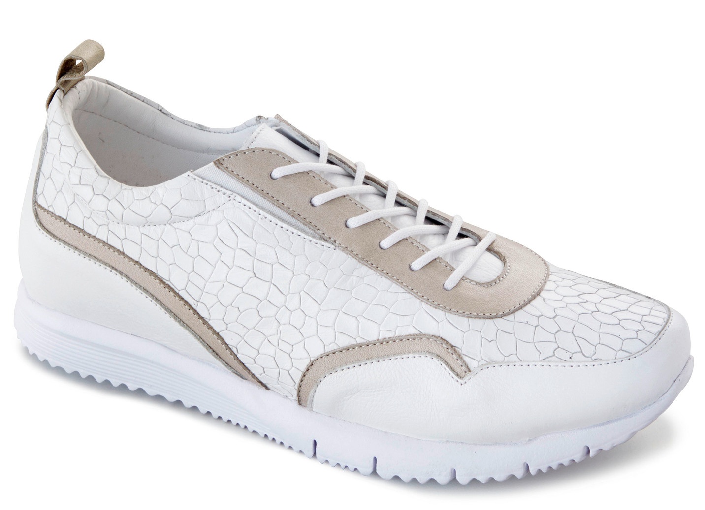 Gemini Schnürschuh aus krokogeprägtem Leder - WEISS-KIESEL