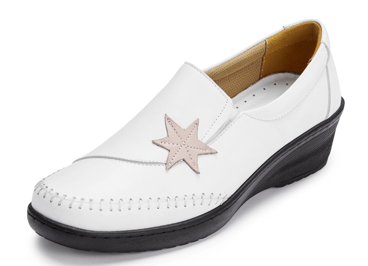 Gemini Slipper mit Leder-Applikation - WEISS